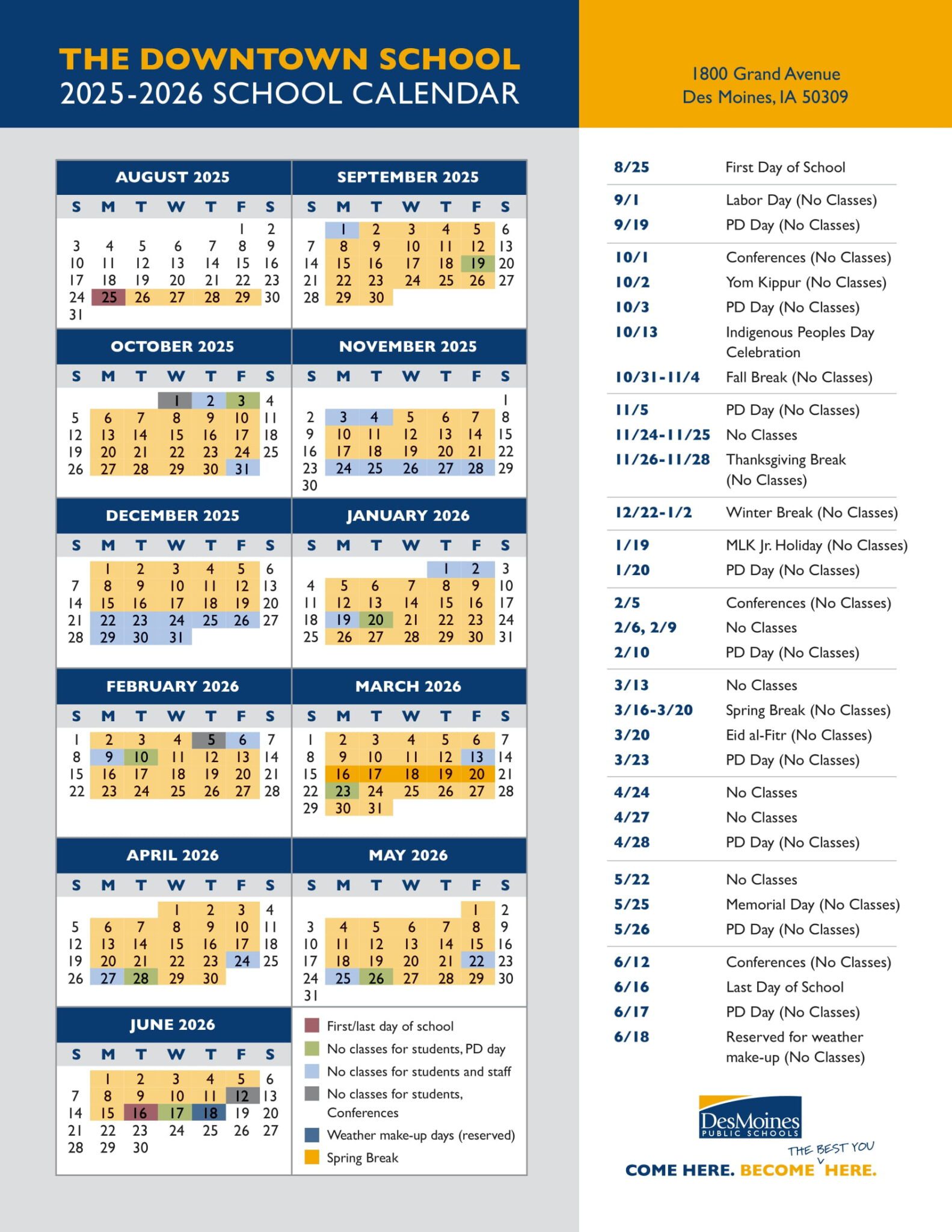 Downtown School IA Calendar 25-26 Revised [pdf] - EduCounty