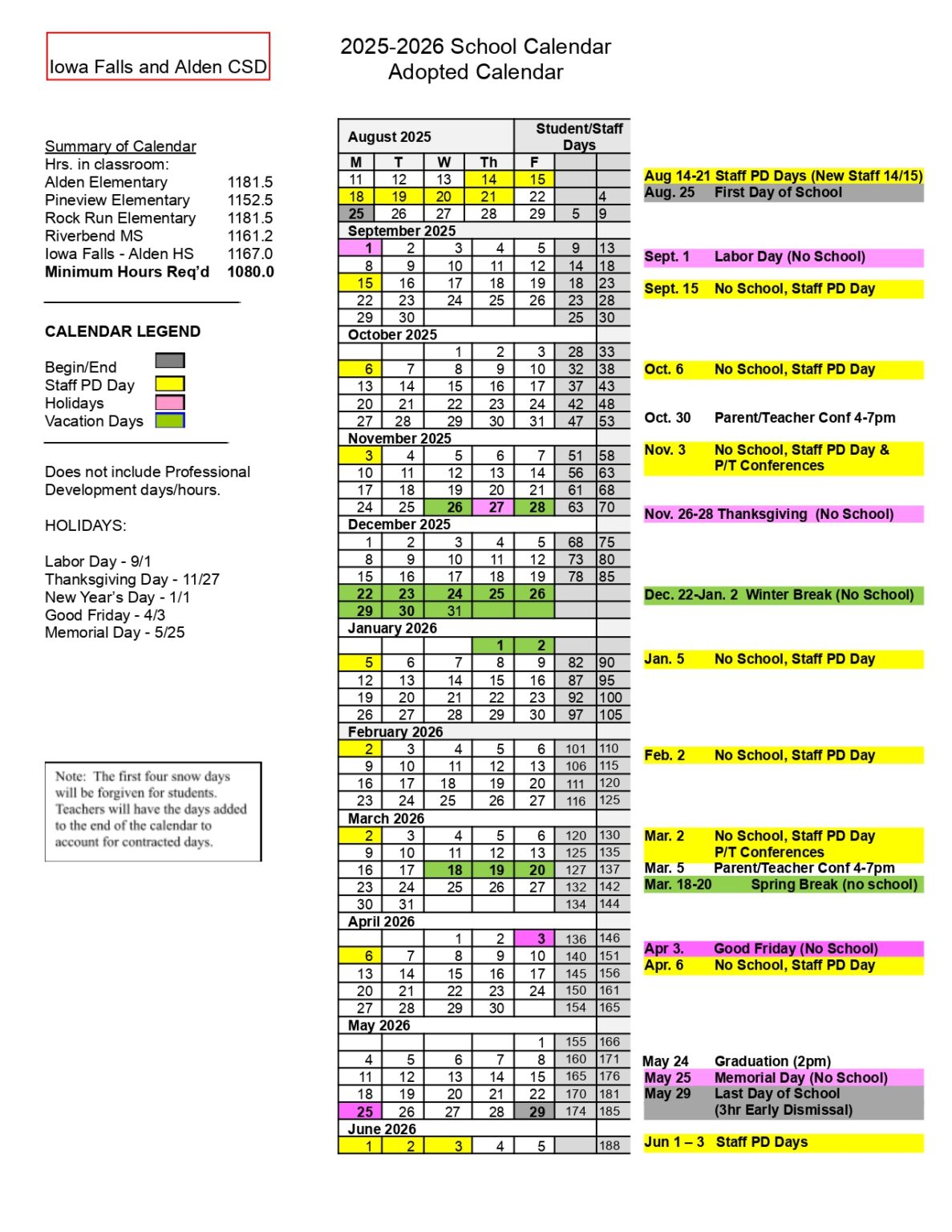 Iowa Falls and Alden CSD Calendar 25-26 Revised [pdf] - EduCounty