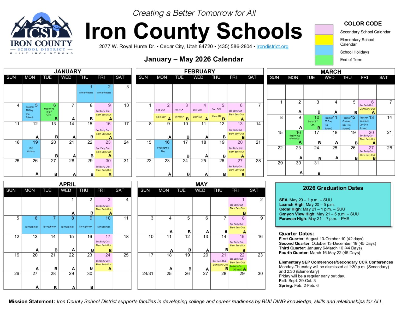 Iron County School District UT Calendar 25-26 Revised [pdf] - EduCounty