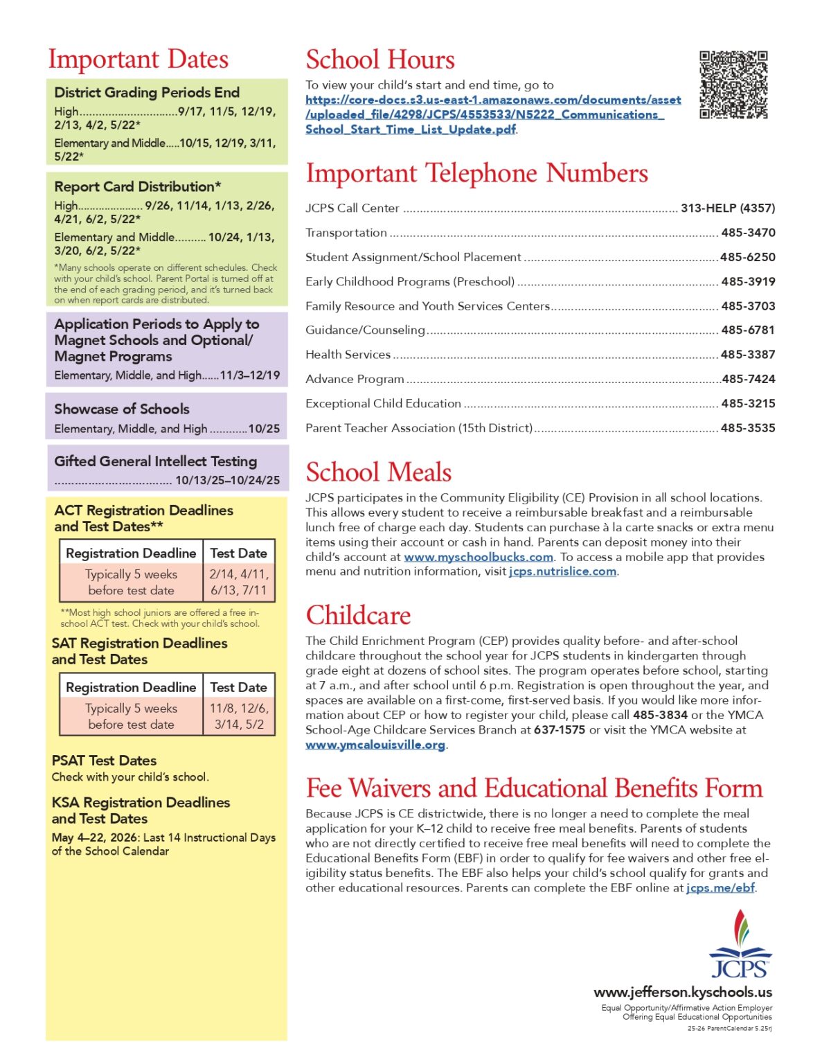 Jefferson County Public Schools ky Calendar 25-26 Revised [PDF] - EduCounty