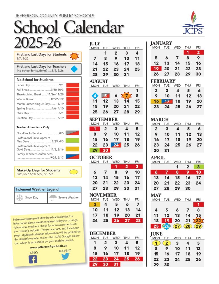 Jefferson County Public Schools ky Calendar 25-26 Revised [PDF] - EduCounty