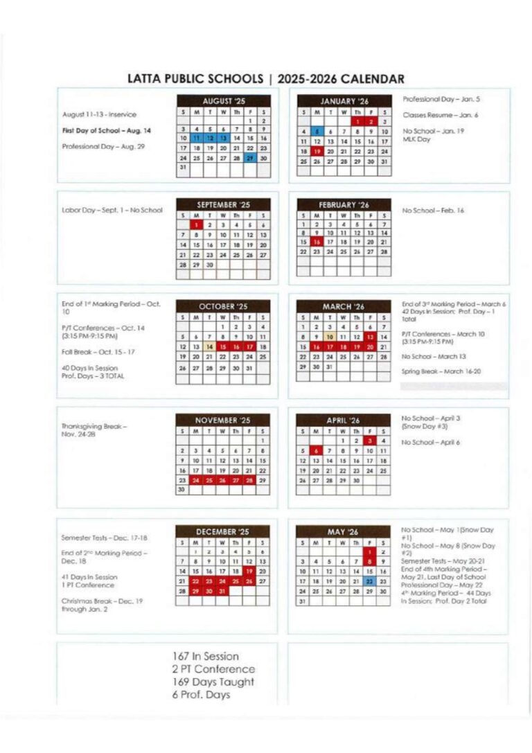 Latta Public School OK Calendar 25-26 Revised [pdf] - EduCounty