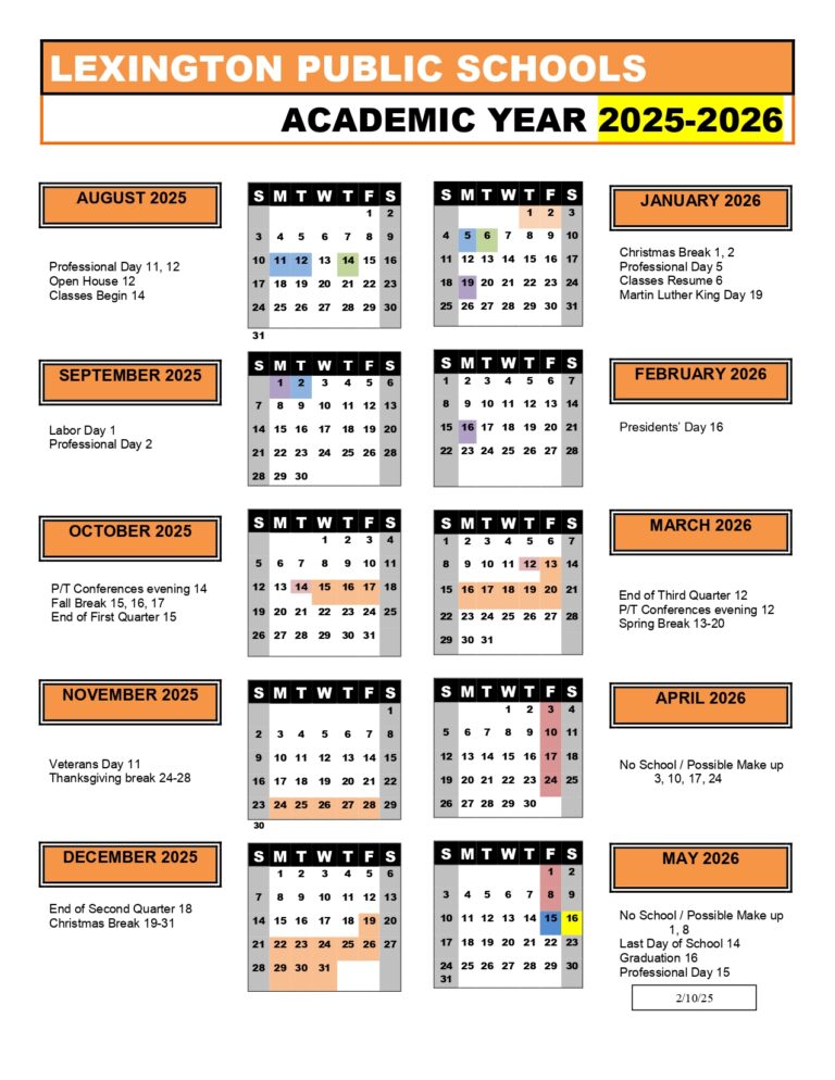 LEXINGTON PUBLIC SCHOOLS Calendar 25-26 Revised [PDF] - EduCounty