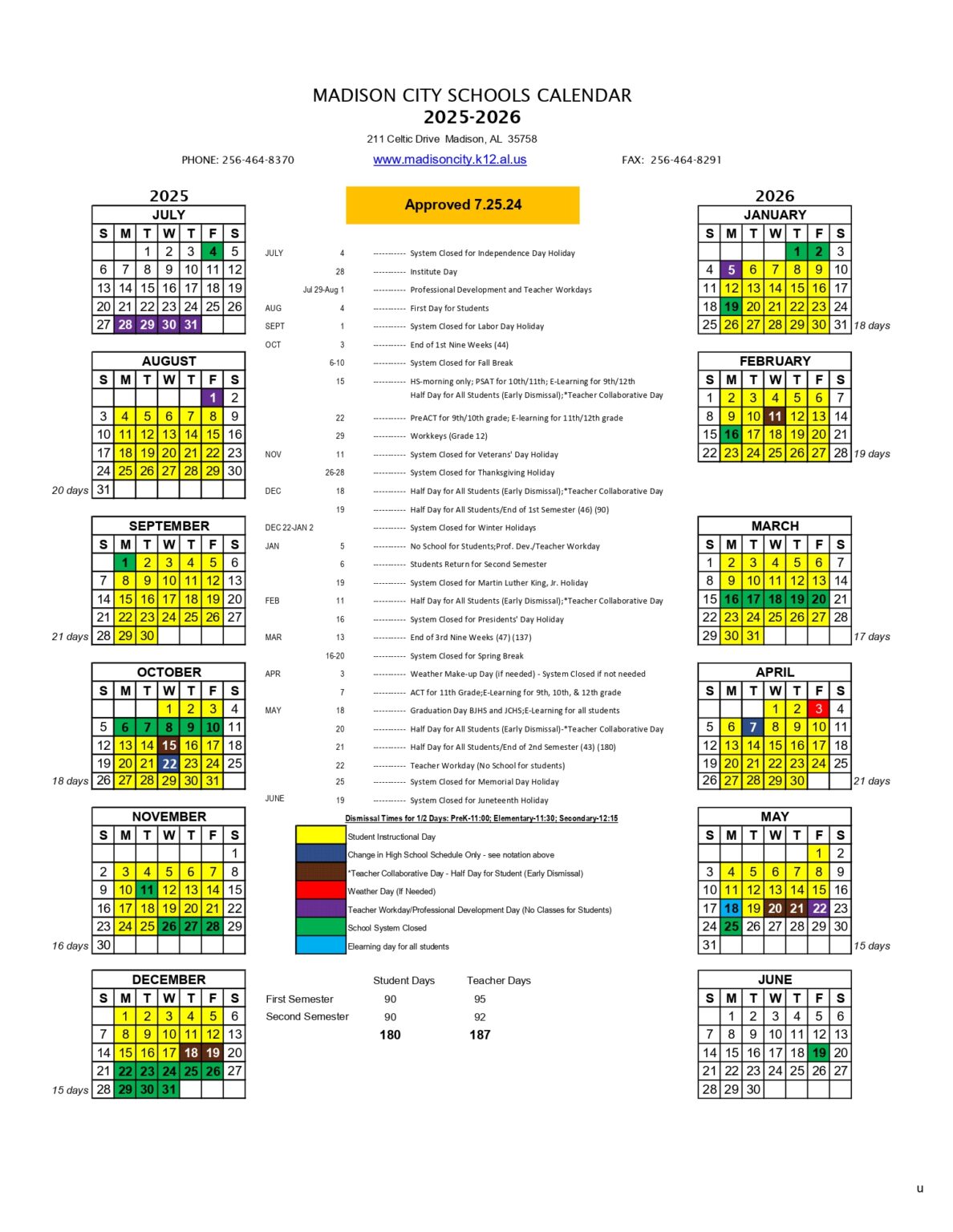 Madison City Schools Calendar AL 25-26 Revised [PDF] - EduCounty