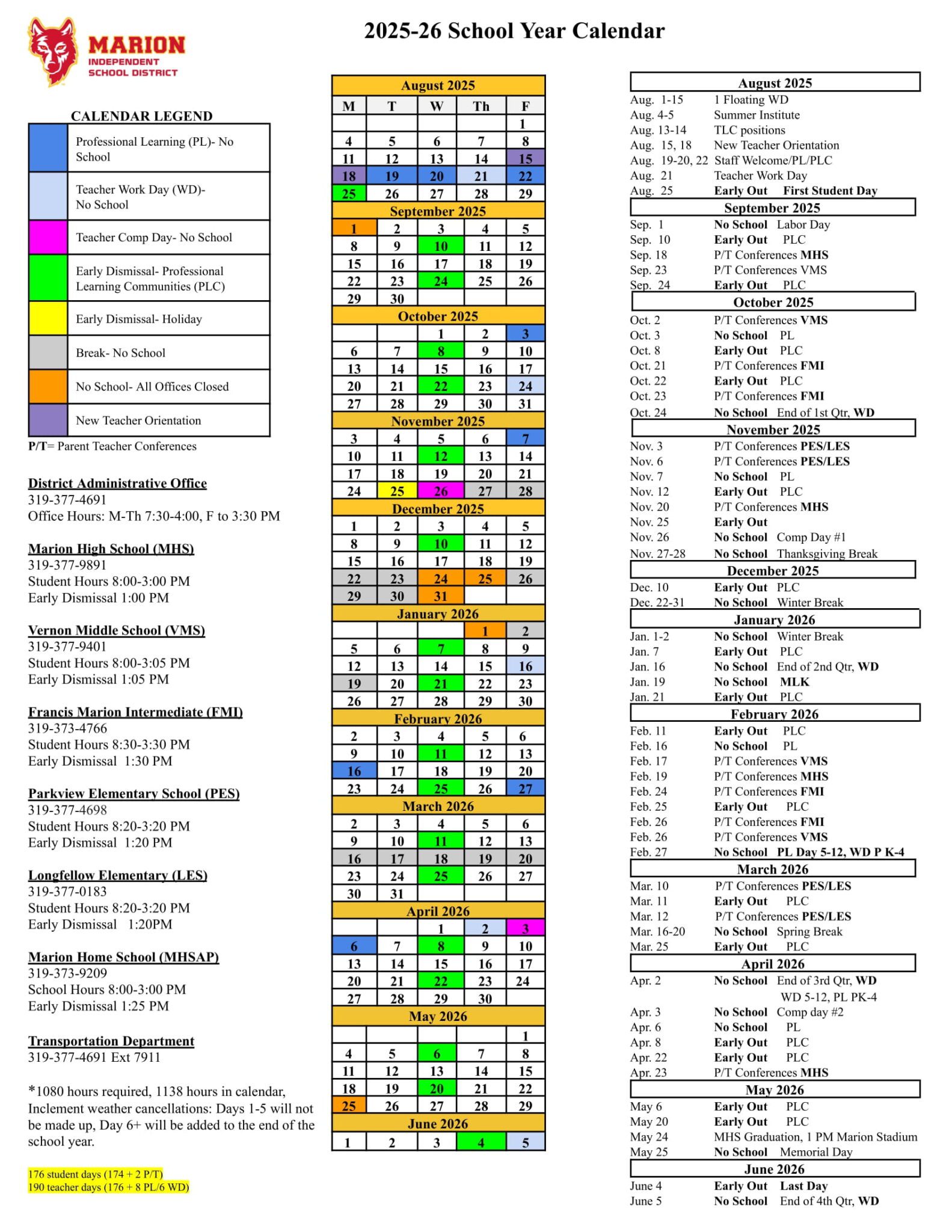 Marion Independent School District IA Calendar 25-26 Revised [pdf ...