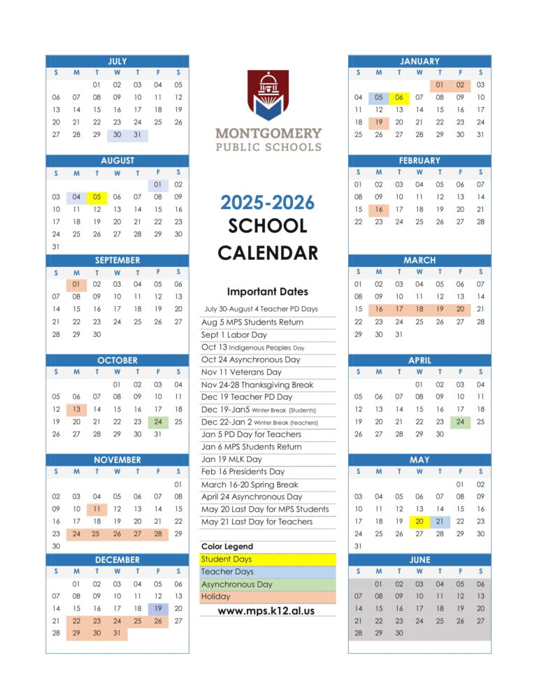 MONTGOMERY PUBLIC SCHOOLS MPS AL Calendar 25-26 Revised [PDF] - EduCounty