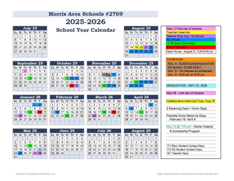 Morris Area Schools mn Calendar 25-26 Revised [pdf] - EduCounty