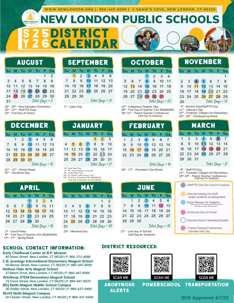 New London Public Schools CT Calendar 25-26 Revised [pdf] - EduCounty