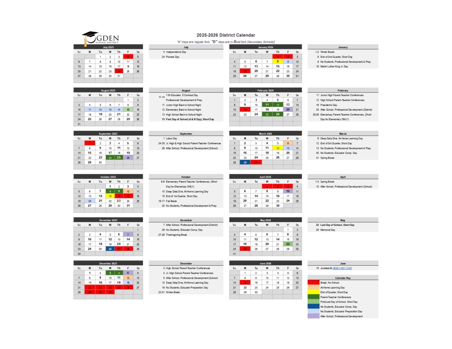 Ogden School District UT Calendar 25-26 Revised [pdf] - EduCounty
