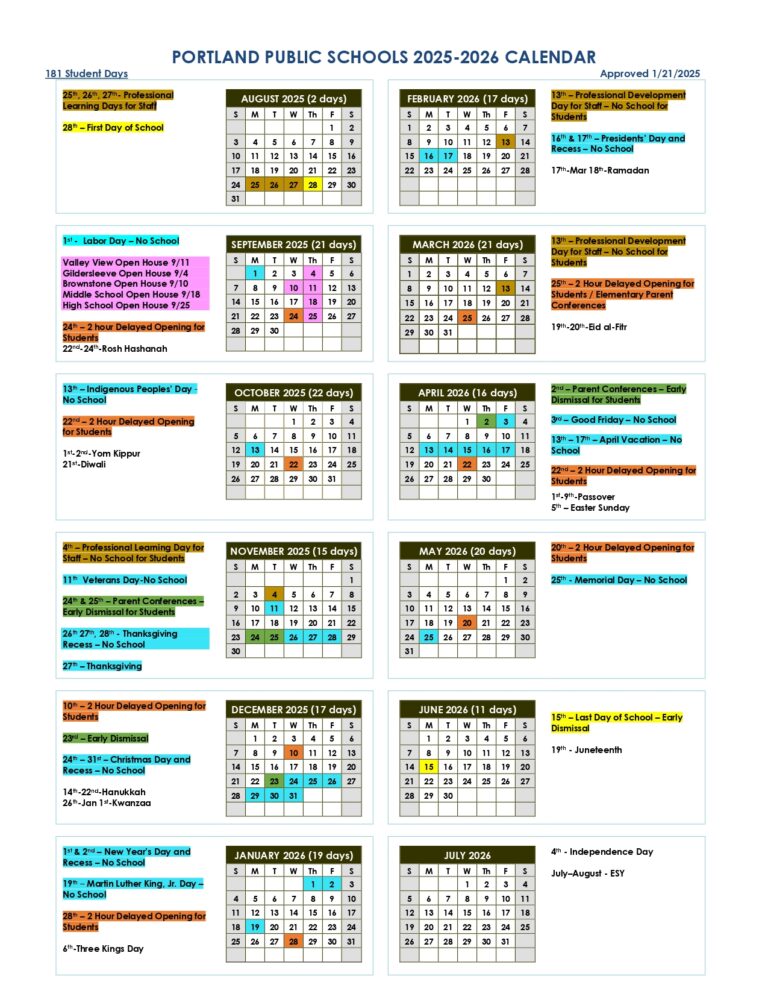 PORTLAND PUBLIC SCHOOLS CT Calendar 25-26 Revised [pdf] - EduCounty
