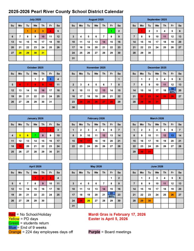 Pearl River County School District Calendar 25-26 Revised [pdf] - EduCounty
