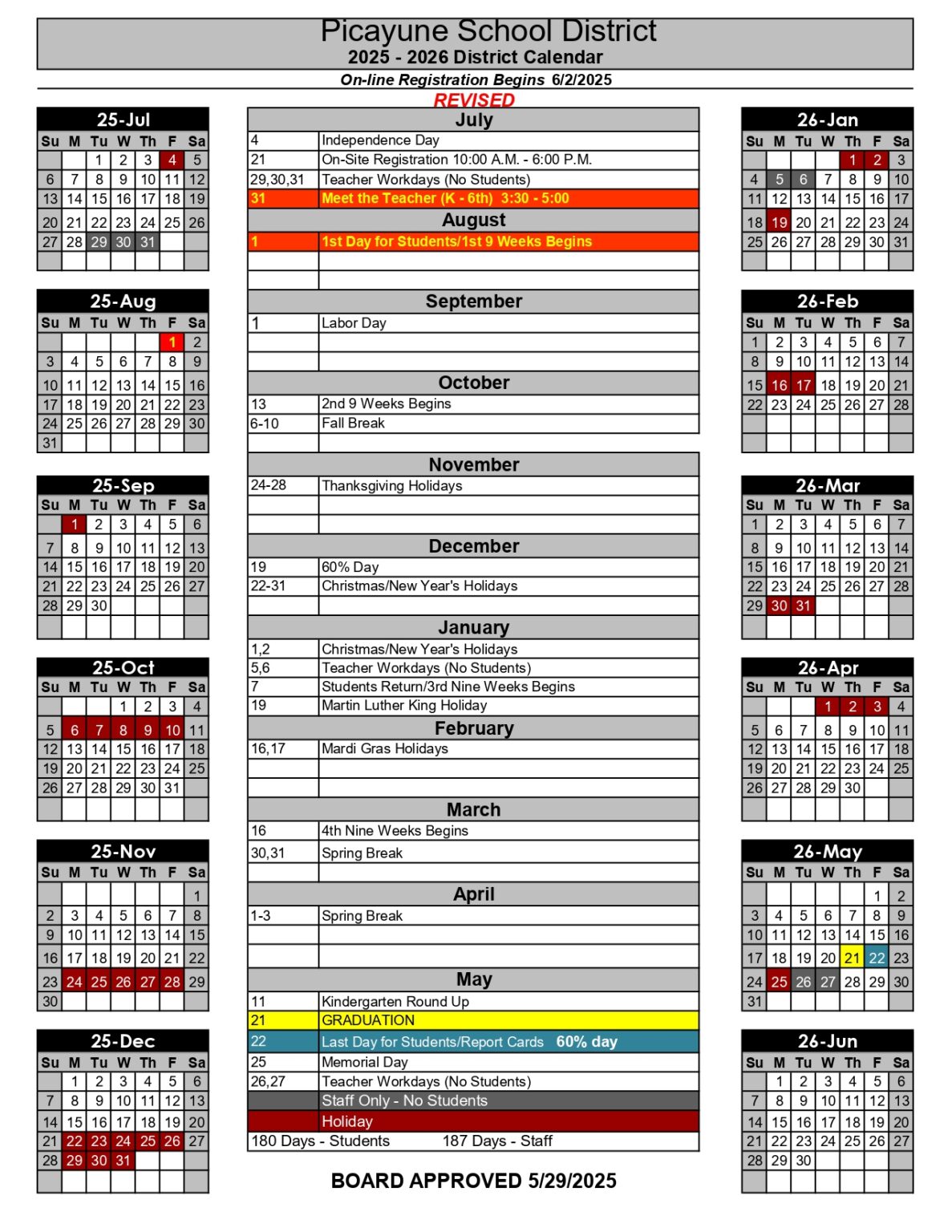 Picayune School District, 25-26 Calendar Revised [pdf] - EduCounty