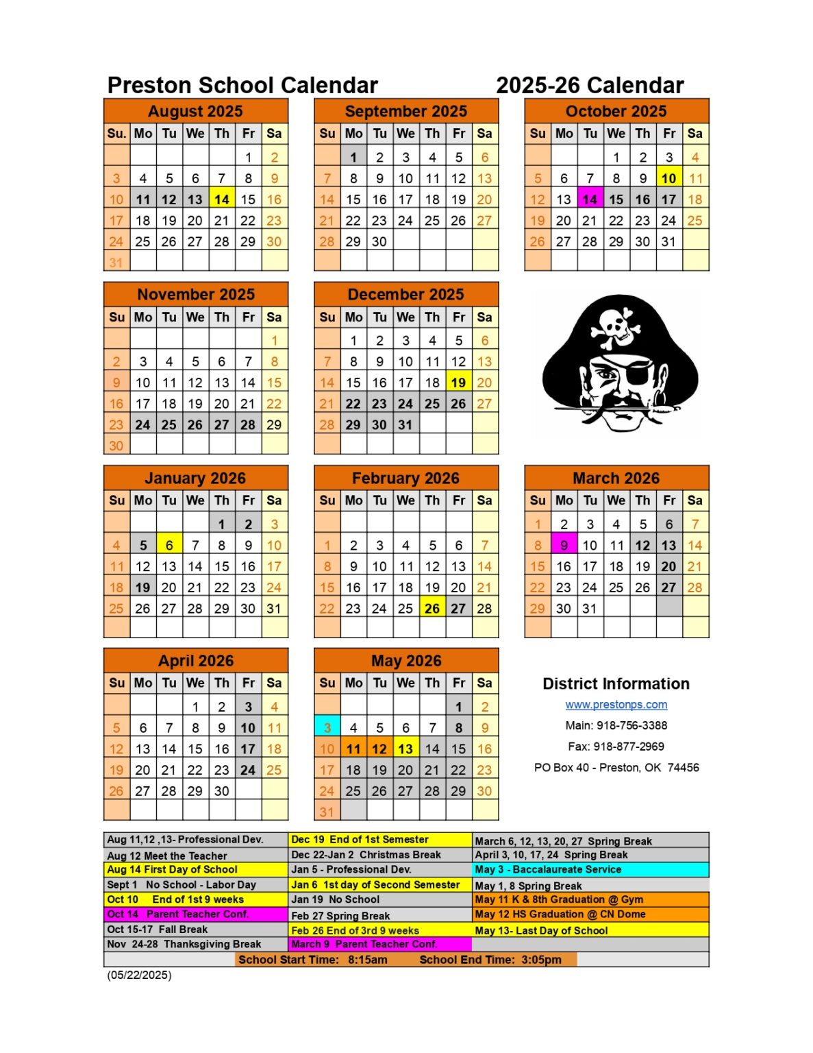 Preston Public School Calendar 25-26 [pdf] - EduCounty
