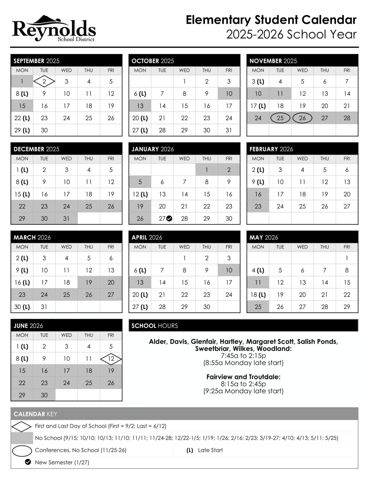 REYNOLDS School District OR Calendar 25-26 Revised [PDF] - EduCounty