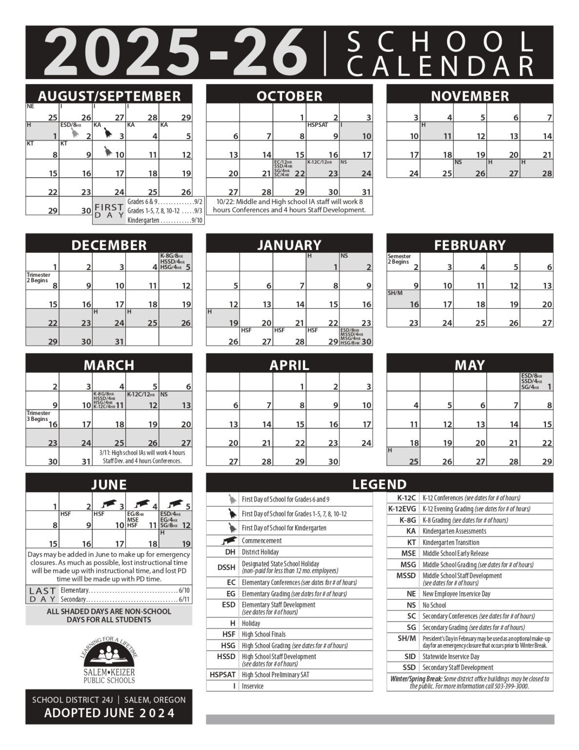 Salem Keizer Public Schools 25 26 Calendar Revised Pdf Educounty