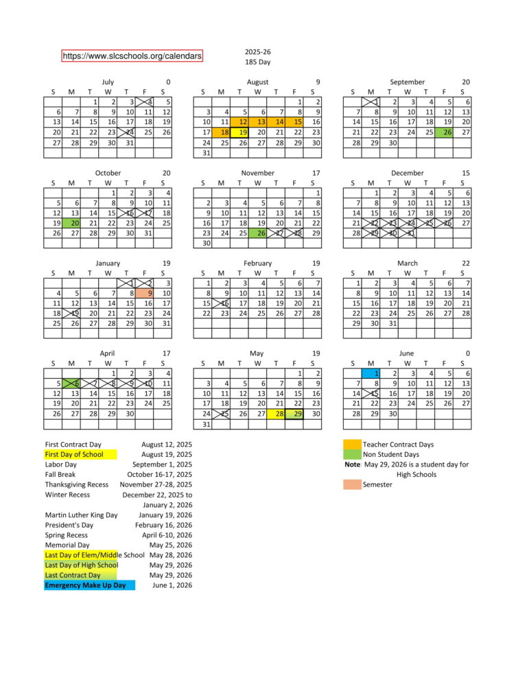 Salt Lake City School District UT Calendar 25-26 Revised [pdf] - EduCounty