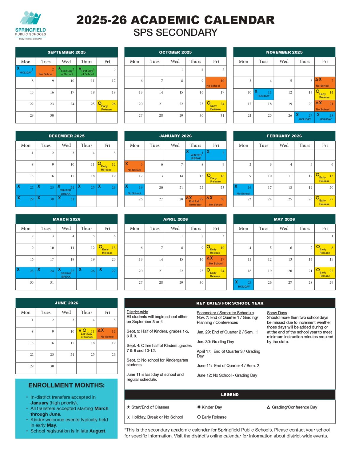 Springfield Public Schools OR Calendar 25-26 Revised [pdf] - EduCounty