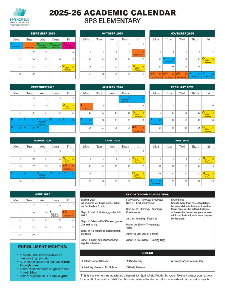 Springfield Public Schools OR Calendar 25-26 Revised [pdf] - EduCounty