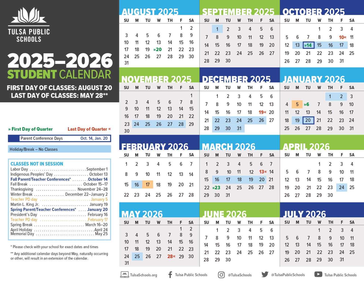Tulsa Public Schools Calendar 25-26 Revised [pdf] - EduCounty