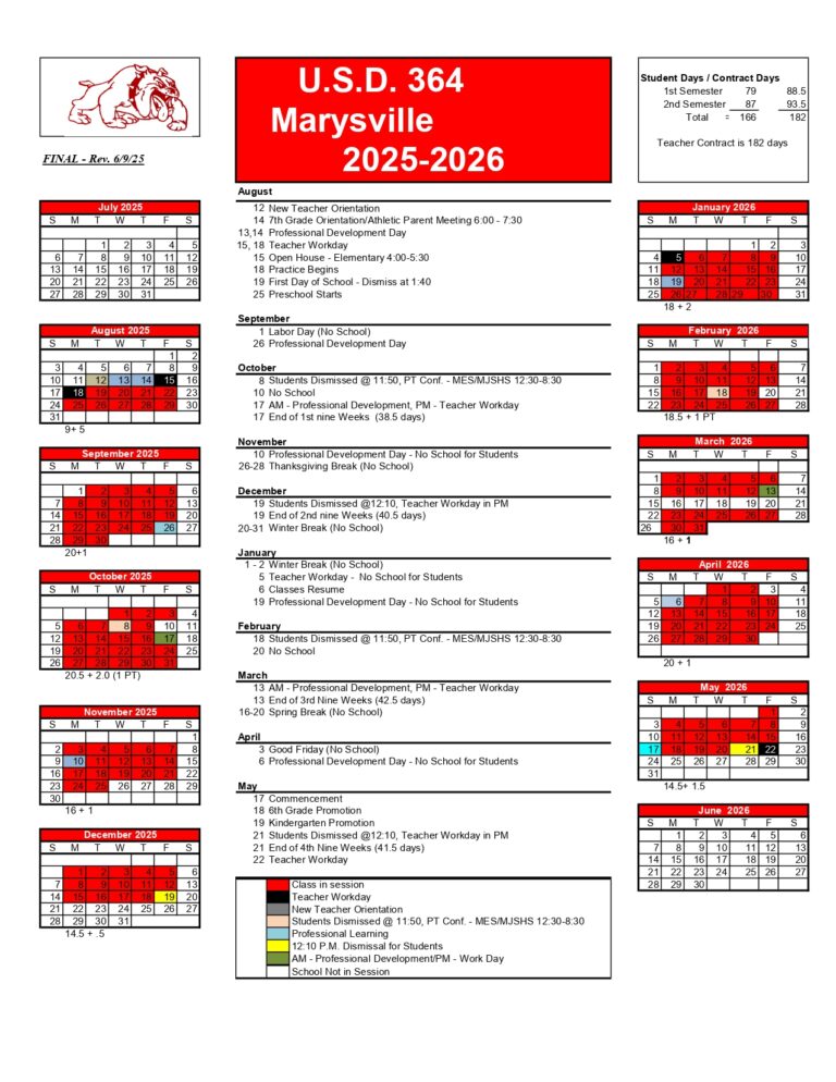 USD 364 Marysville Schools Calendar 25-26 Revised [pdf] - EduCounty