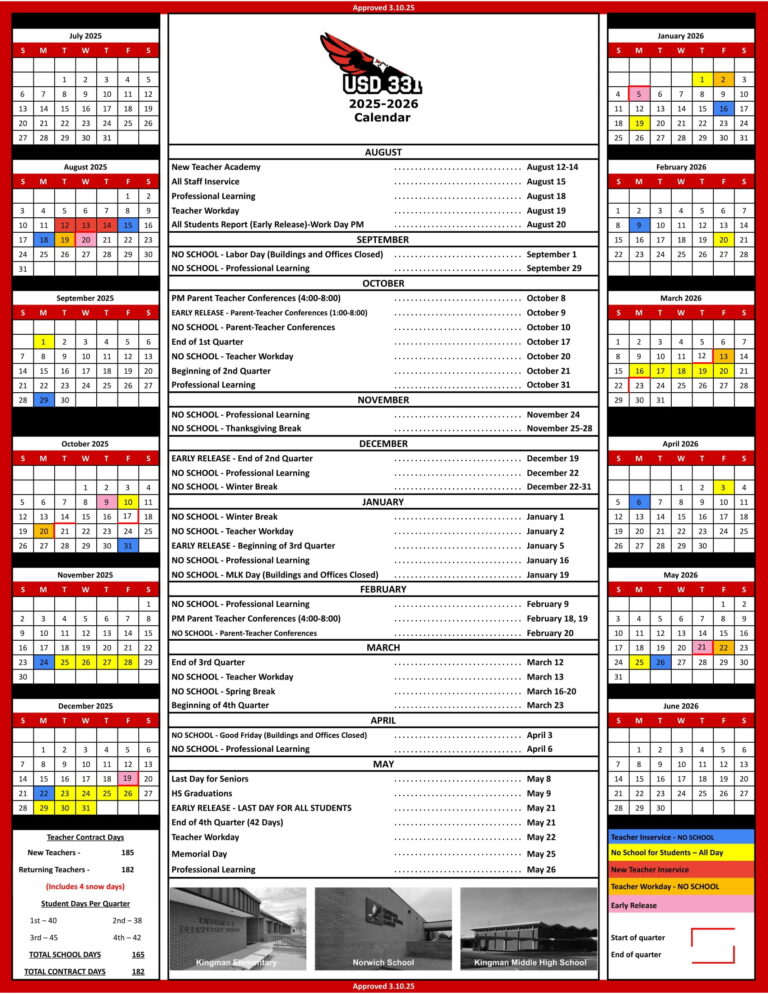 Kingman-Norwich USD 331 Calendar 25-26 Revised [pdf] - EduCounty