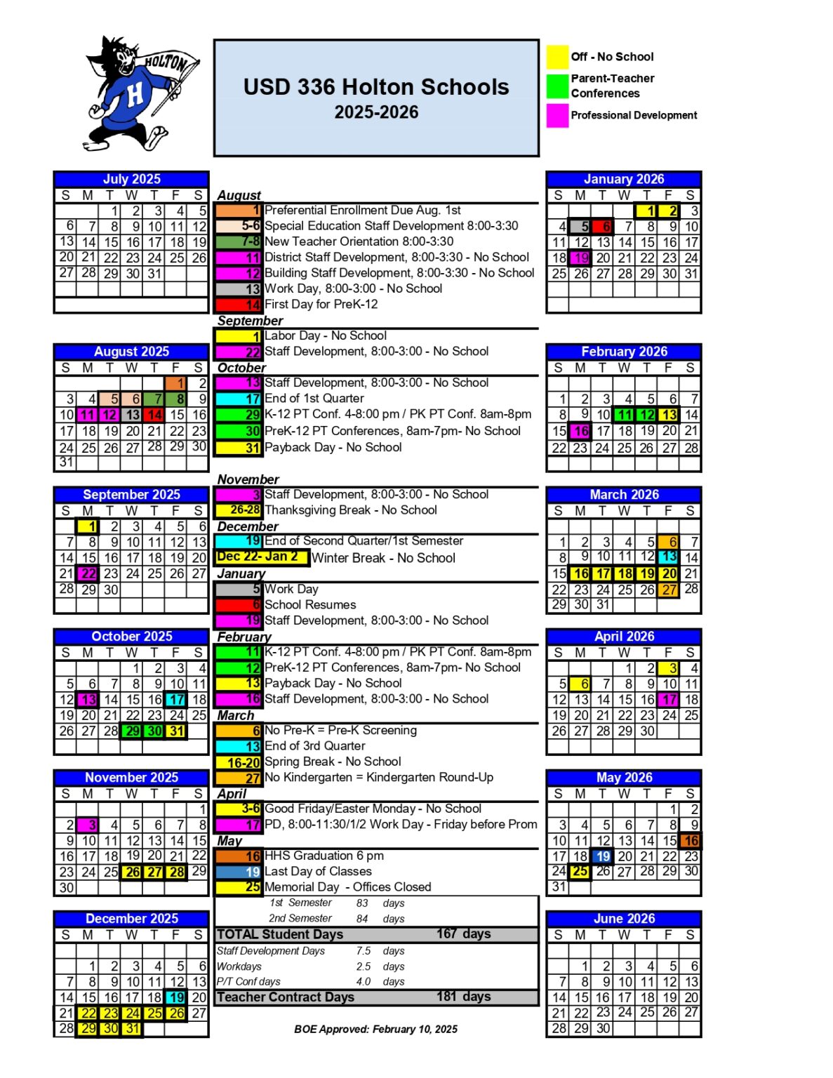 Holton Unified School District 336 Calendar 25-26 Revised [pdf] - EduCounty