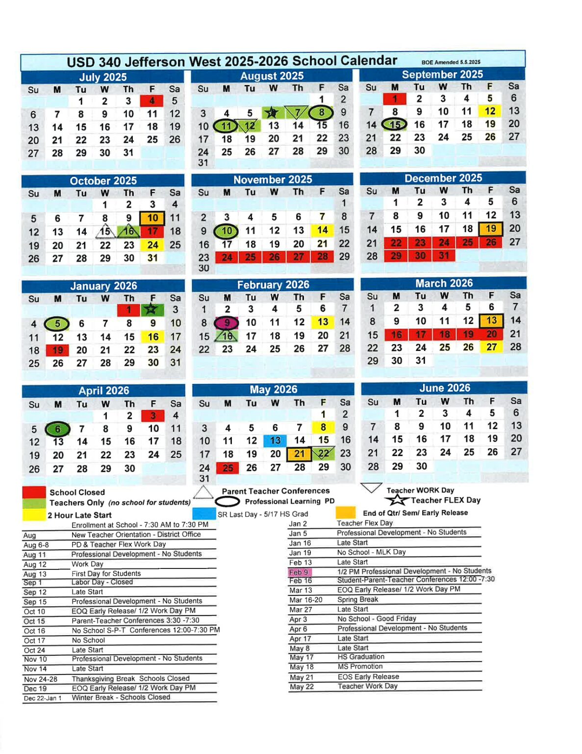 USD 340 Jefferson West Calendar 25-26 Revised [pdf] - EduCounty