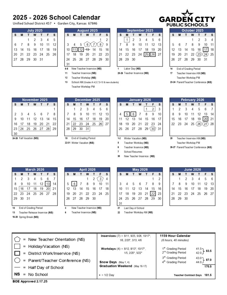 Garden City Public Schools 25-26 Calendar Revised [pdf] - EduCounty