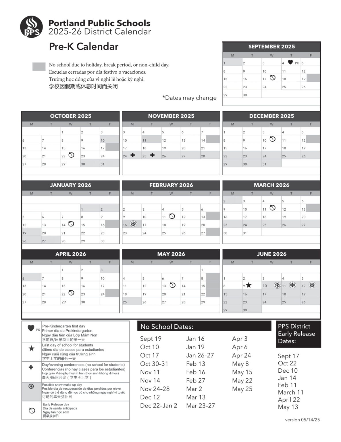 Portland Public OR Schools 25-26 calendar 25-26 Revised [pdf] - EduCounty