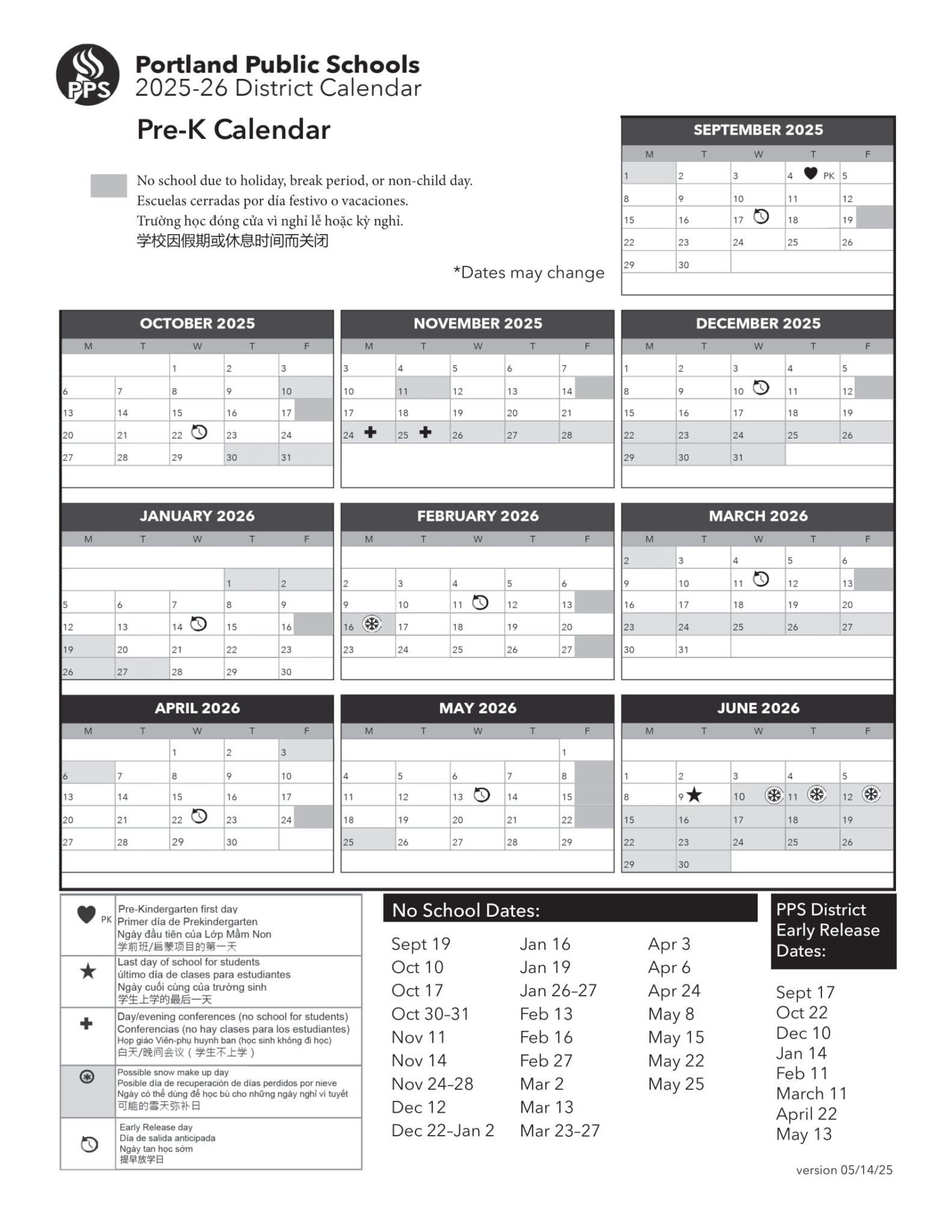 Portland Public OR Schools 25-26 calendar 25-26 Revised [pdf] - EduCounty