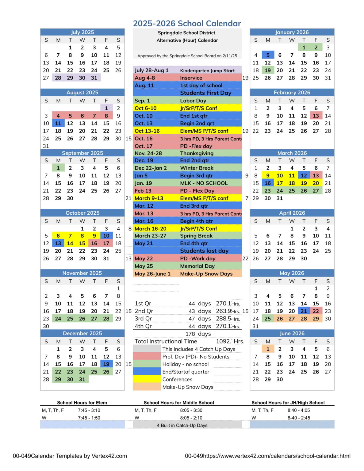 Springdale School District ar Calendar 25-26 Revised [pdf] - EduCounty