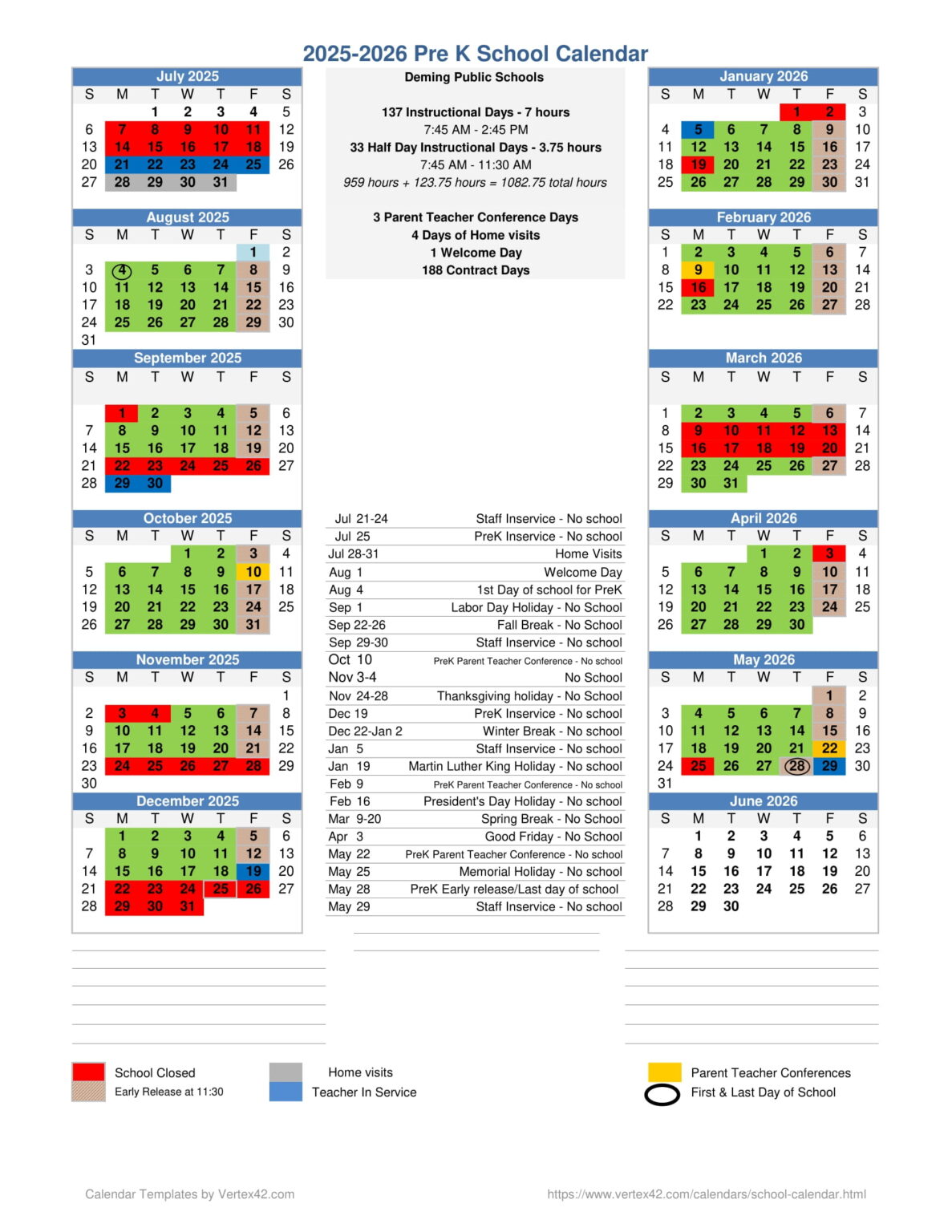Deming Public Schools NM Calendar 25-26 Revised [pdf] - EduCounty