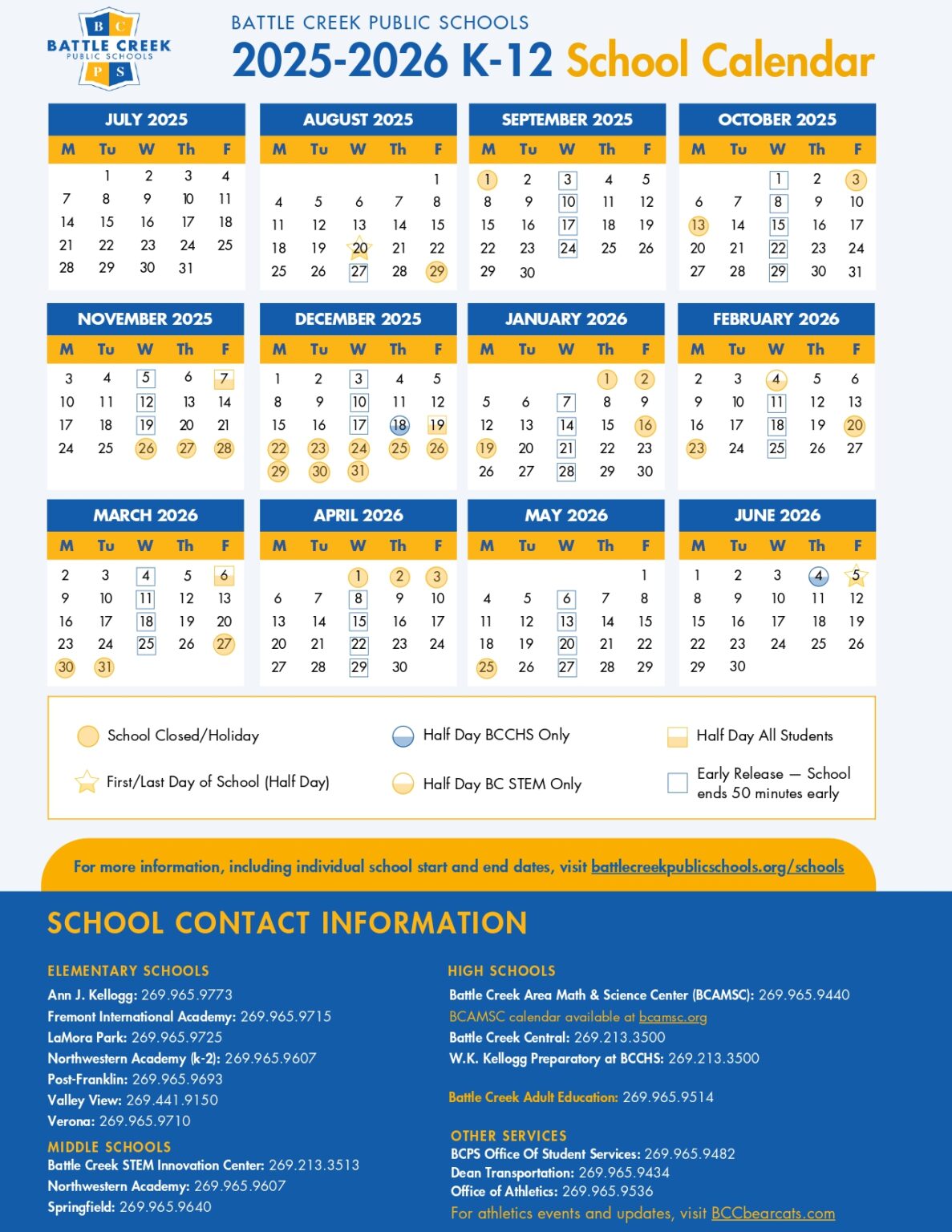 BATTLE CREEK PUBLIC SCHOOLS MI Calendar 25-26 Revised [pdf] - EduCounty