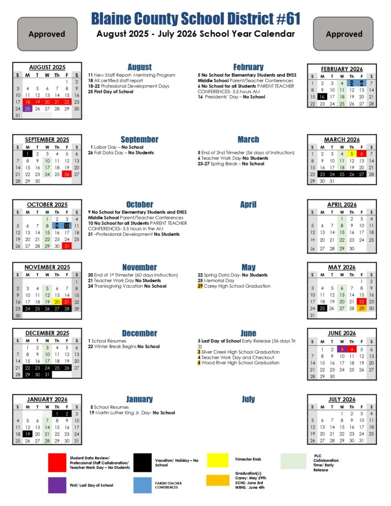 Blaine County School District ID Calendar 25-26 Revised [pdf] - EduCounty