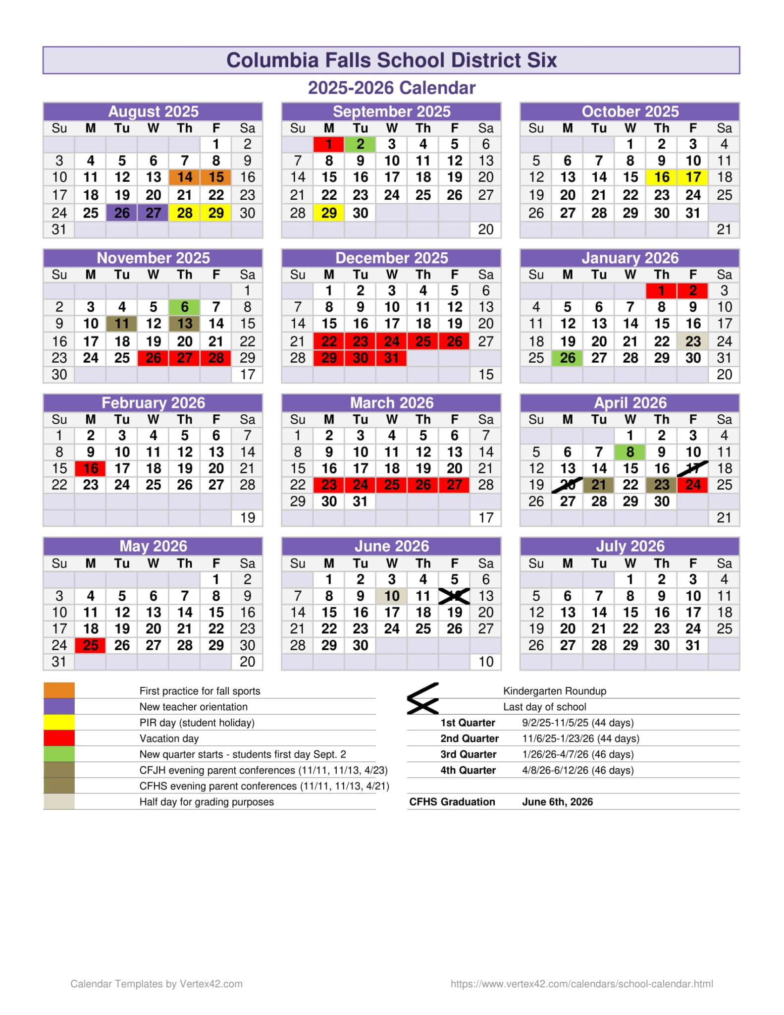 Columbia Falls Public Schools MT Calendar 25-26 Revised [pdf] - EduCounty