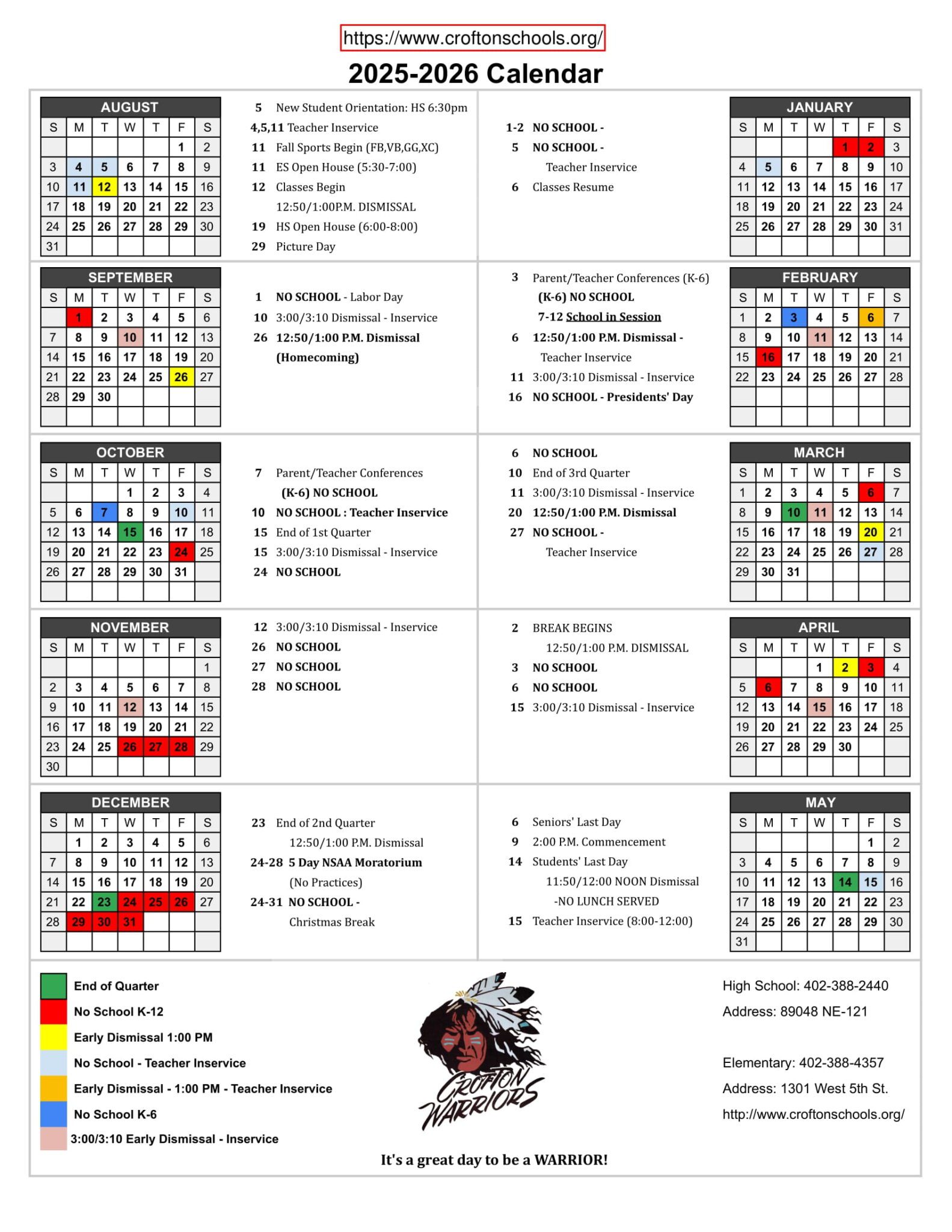 Crofton Community School ne Calendar 25-26 Revised [pdf] - EduCounty