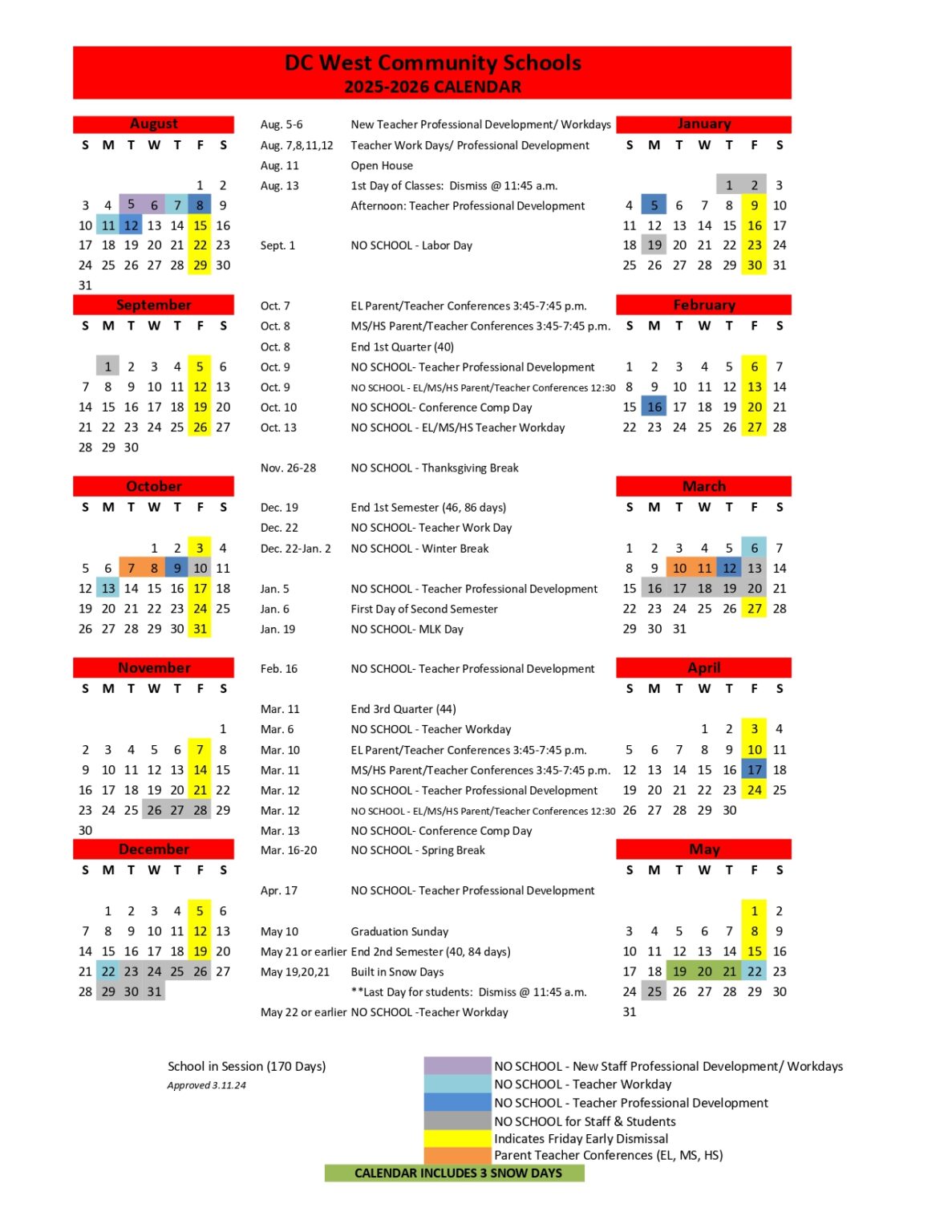 DC West Community Schools MS Calendar 25-26 Revised [pdf] - EduCounty