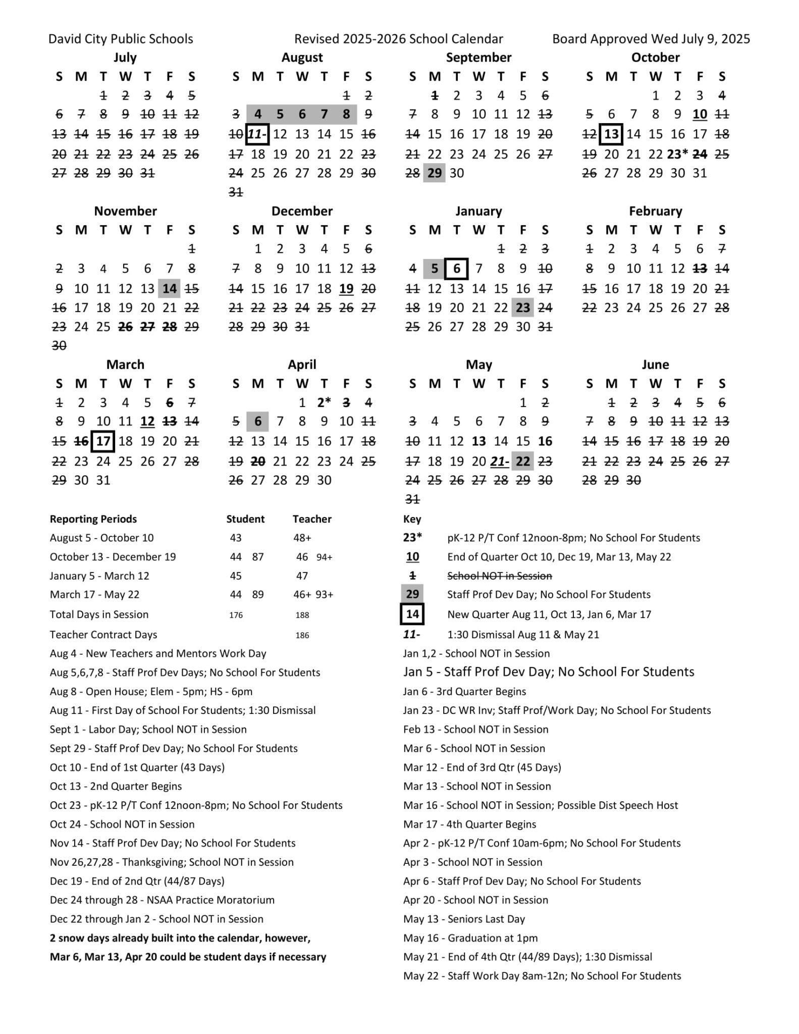 David City Public Schools NE Calendar 25-26 Revised [pdf] - EduCounty