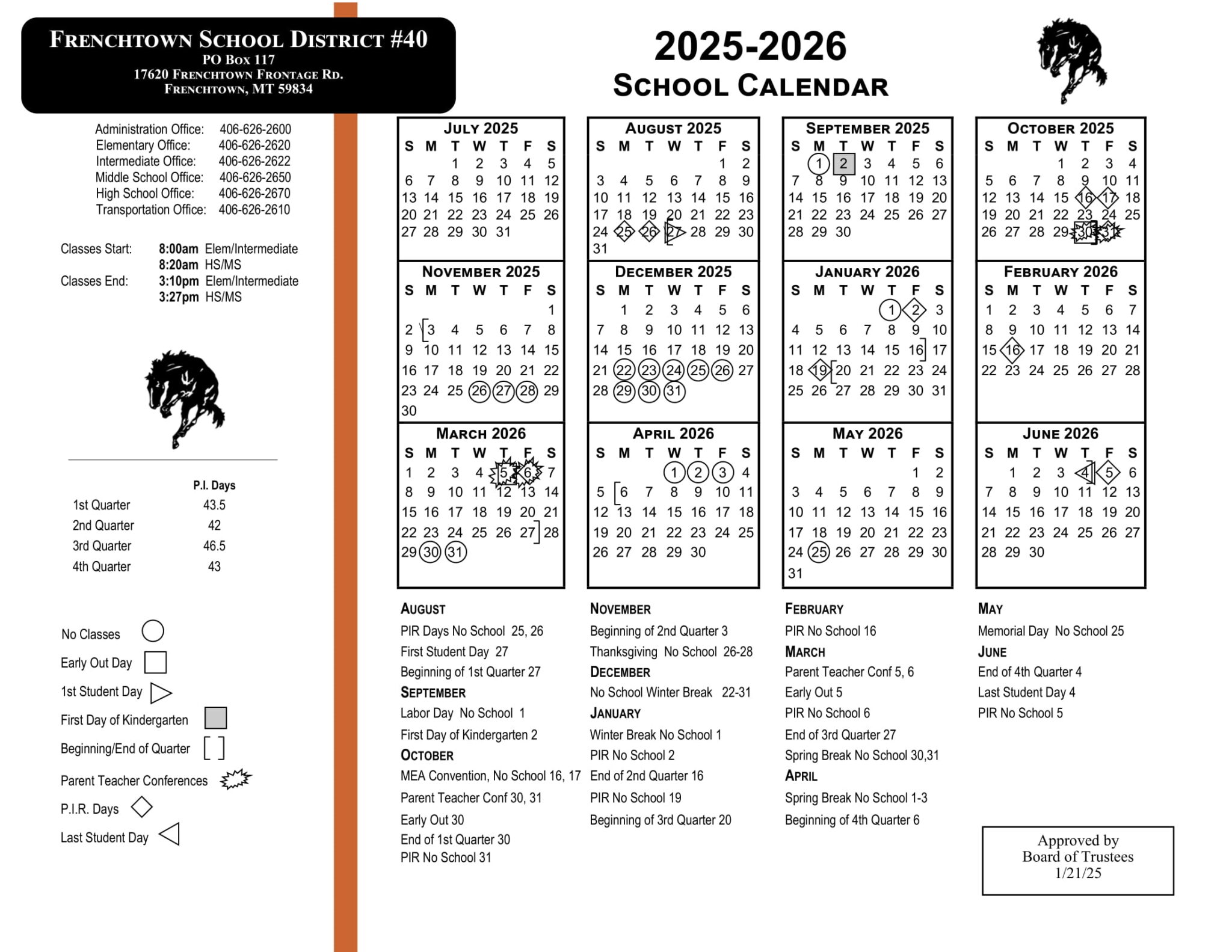 Frenchtown School District MT Calendar 25-26 Revised [pdf] - EduCounty