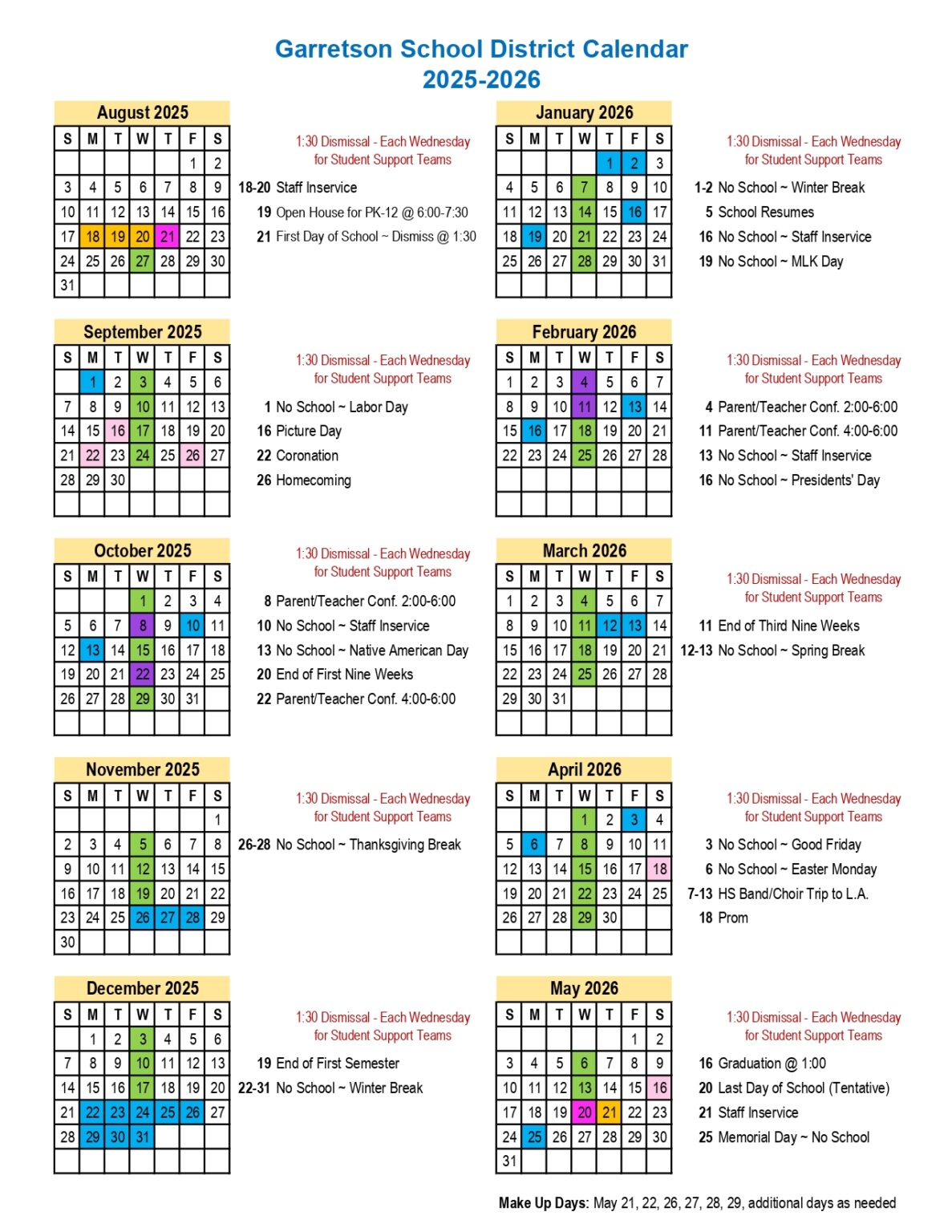 Garretson School District SD Calendar 25-26 Revised [pdf] - EduCounty