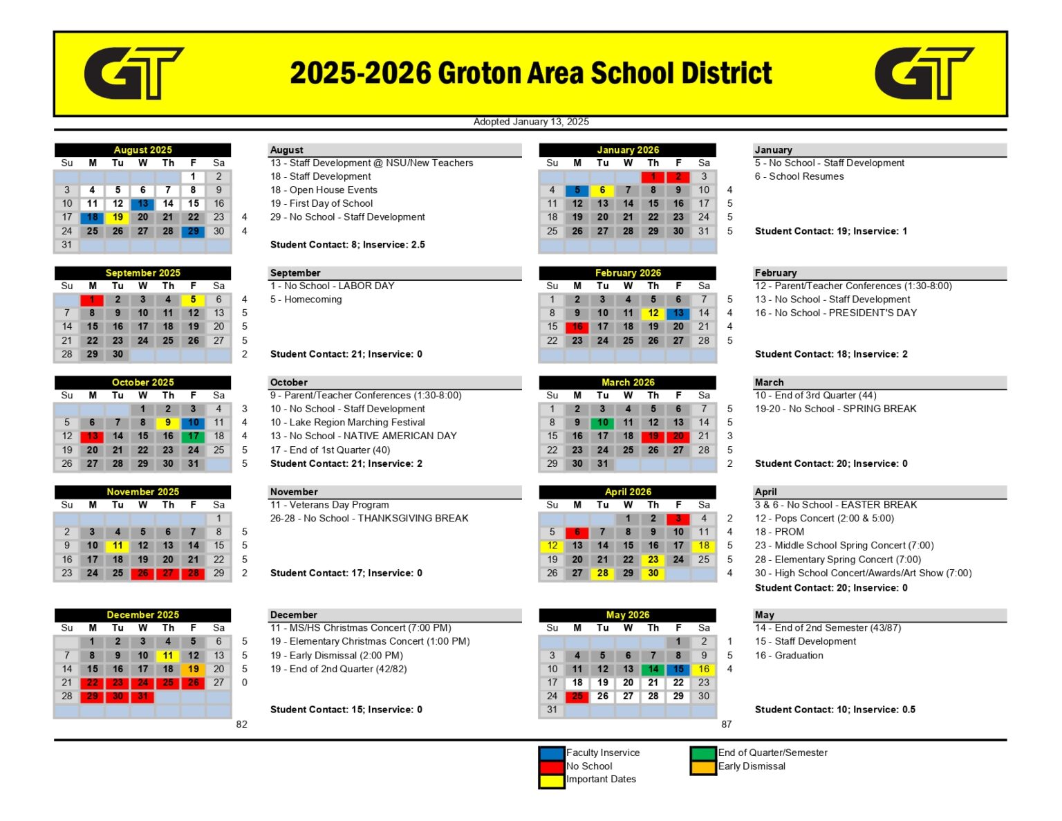 Groton Area School District SD Calendar 25-26 Revised [pdf] - EduCounty