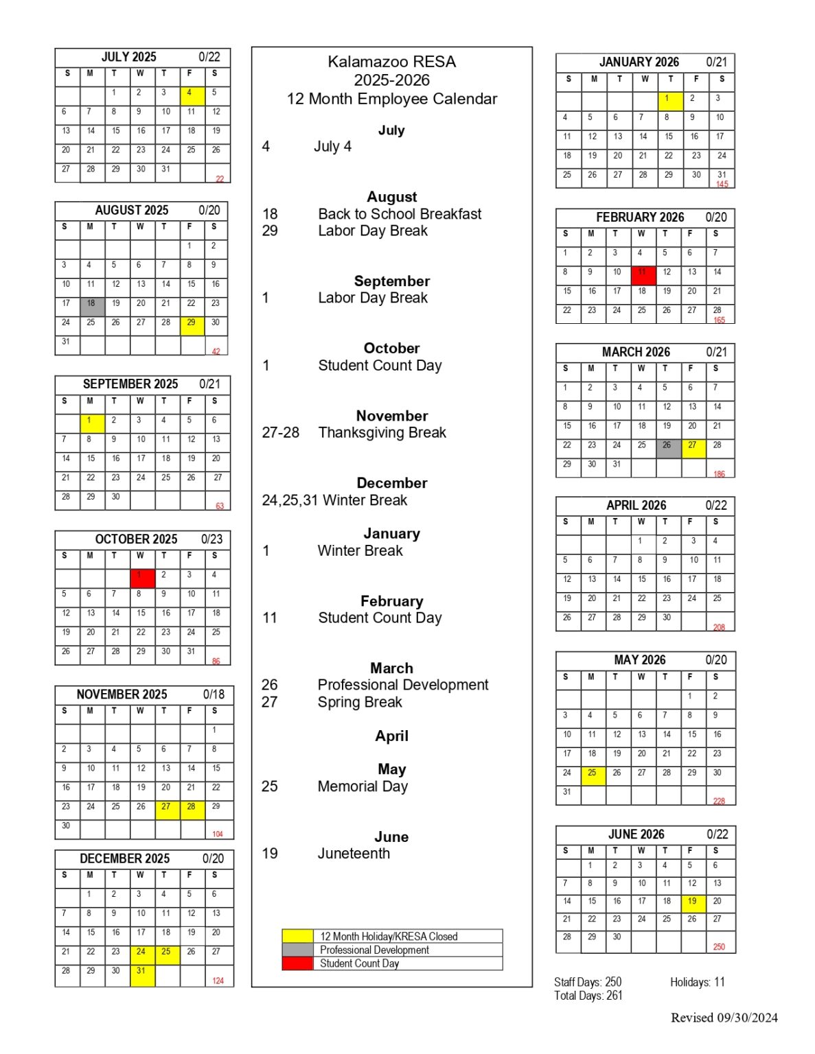 Kalamazoo RESA 25-26 Calendar Revised [pdf] - EduCounty