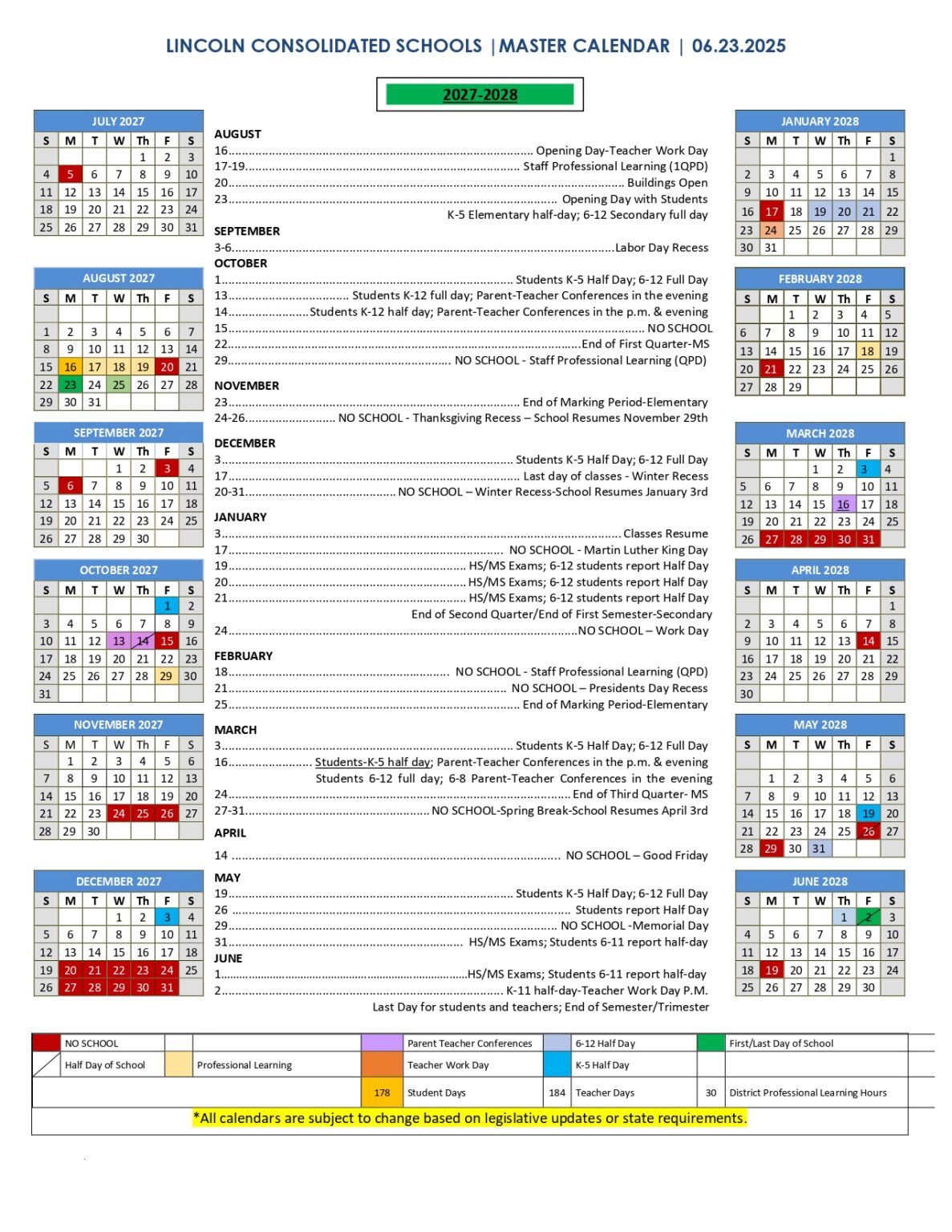 Lincoln Consolidated Schools MI Calendar 25-26 Revised [pdf] - EduCounty