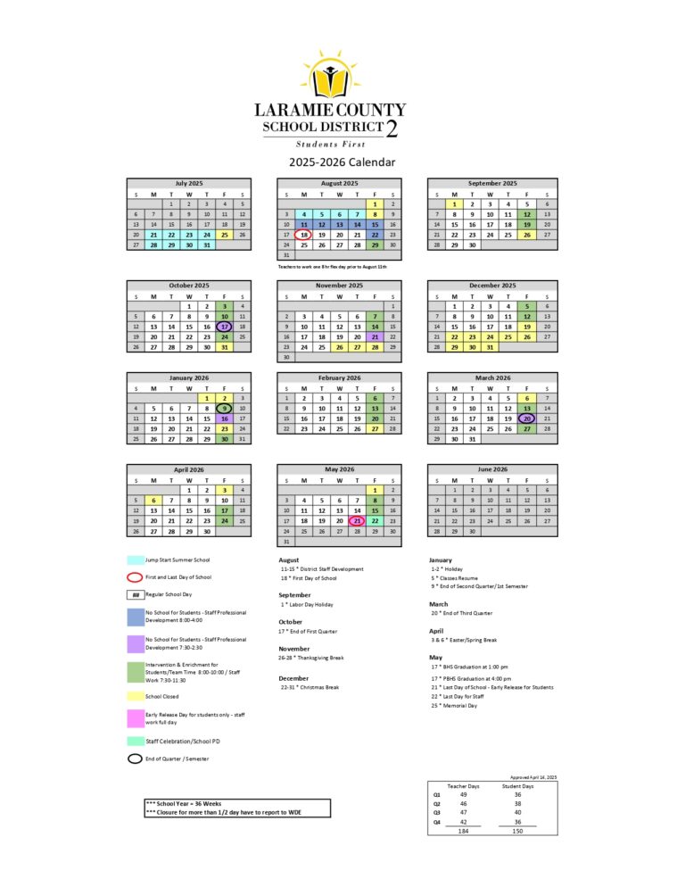 Laramie County School District Calendar 25-26 Revised [pdf] - EduCounty