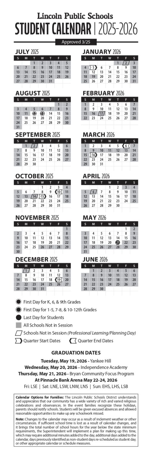 Lincoln Public Schools LPS Calendar NE Revised 25-26 [pdf] - EduCounty