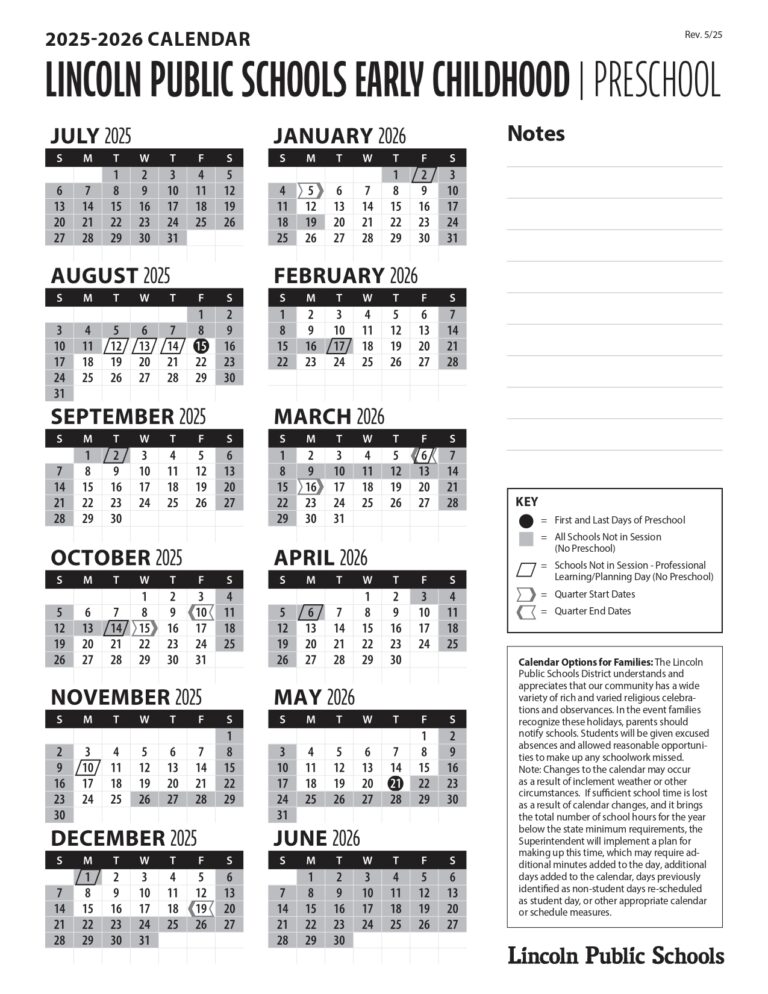 Lincoln Public Schools LPS Calendar NE Revised 25-26 [pdf] - EduCounty