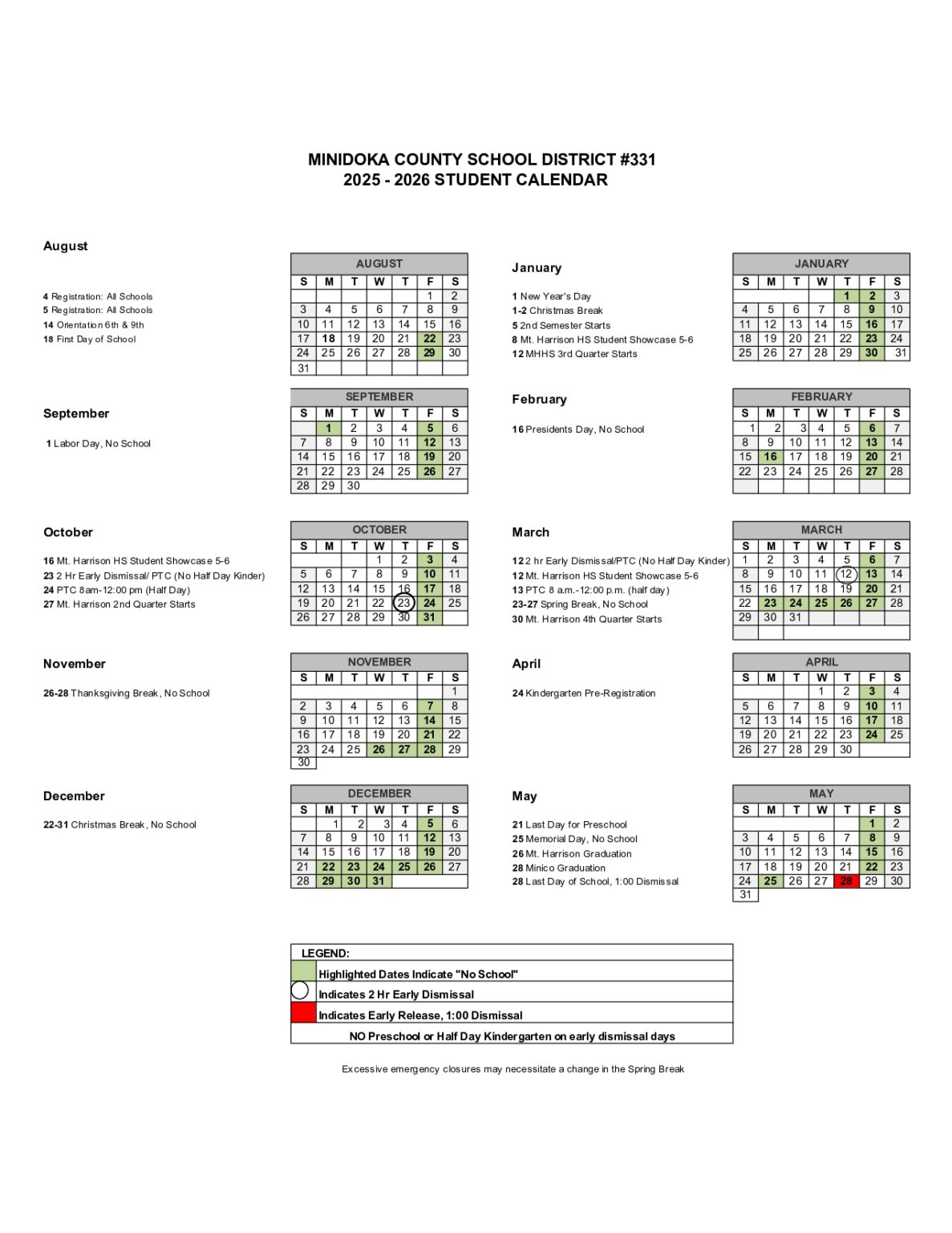 Minidoka County School District Calendar 25-26 Revised [pdf] - EduCounty