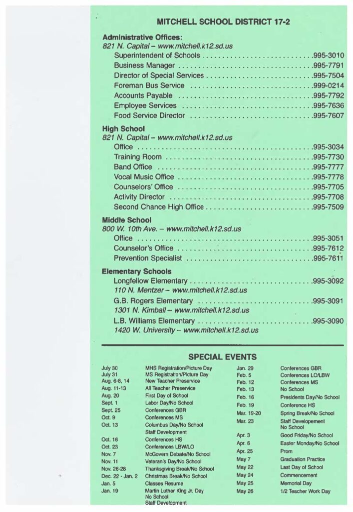 MITCHELL SCHOOL DISTRICT Calendar 25-26 Revised [pdf] - EduCounty