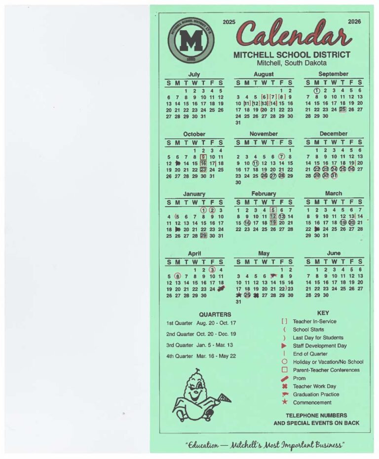 MITCHELL SCHOOL DISTRICT Calendar 25-26 Revised [pdf] - EduCounty