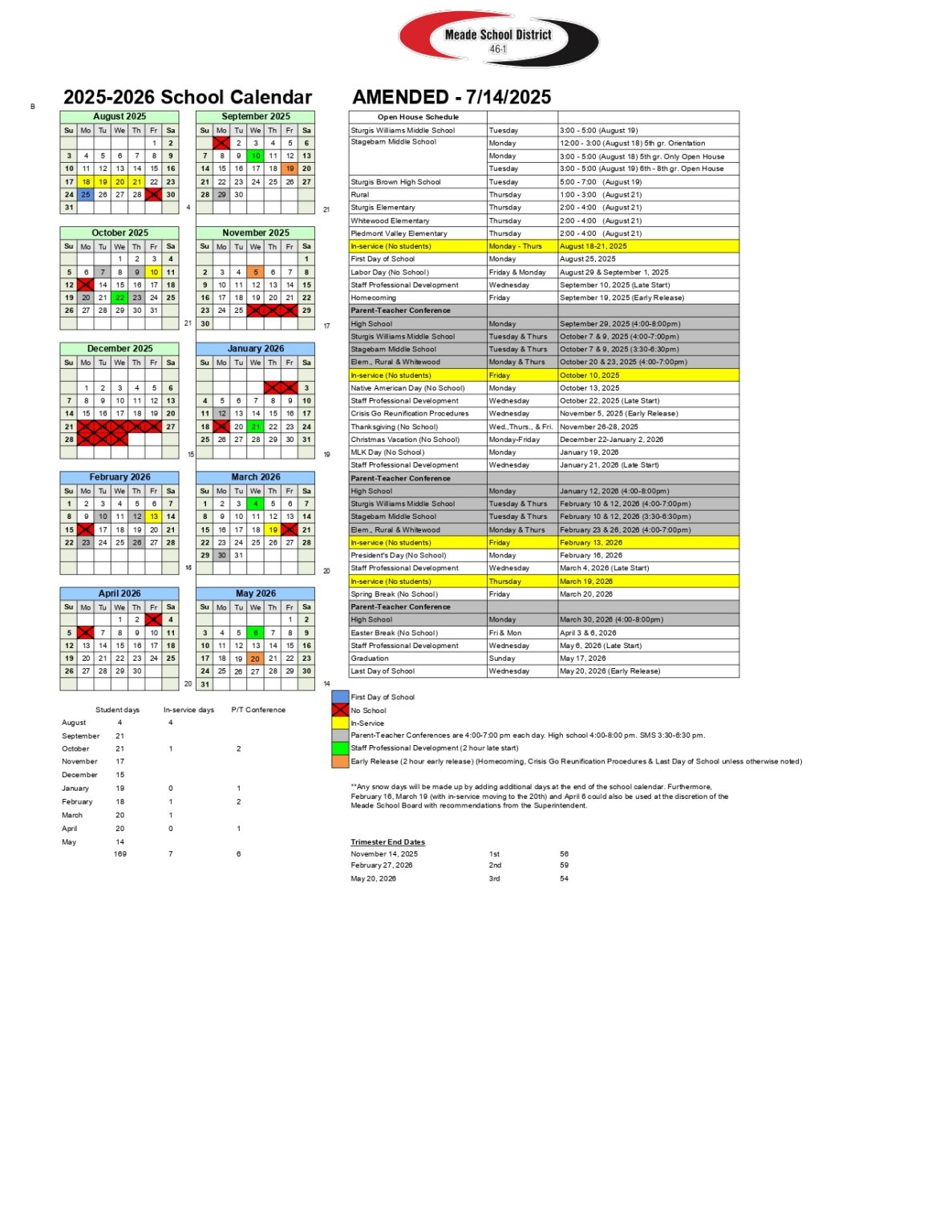 Meade School District 46 SD Calendar 25-26 Revised [pdf] - EduCounty